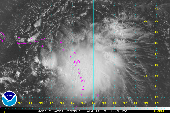 TROPICAL STORM ERIKA OVER LEEWARDS. PUERTO RICO NEXT! WINDS 50 MPH ...