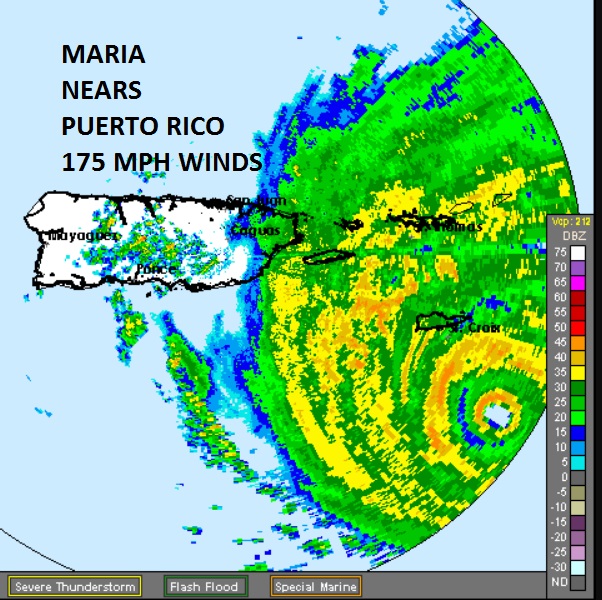 Hurricane Maria 175 Mph Category 5 Nearing St Croix Puerto Rico ...