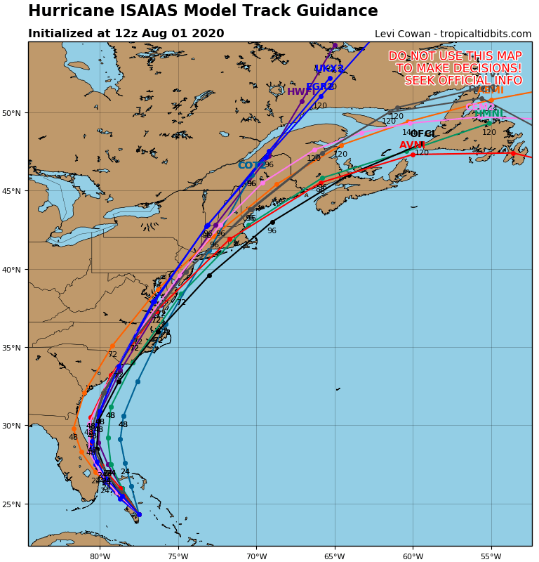 Hurricane Isaias Heads For Florida Then Carolinas & Mid Atlantic Monday ...