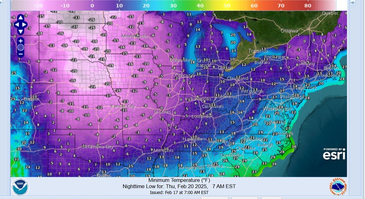Bitter cold Plains & Midwest & a snow storm Mid Mississippi & Ohio ...